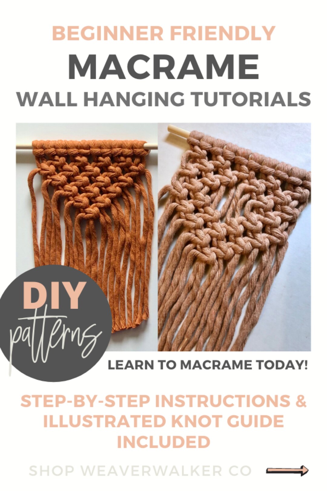 Beginner DIY Craft Pattern, Easy Macrame Wall Hanging Tutorial Pdf ...