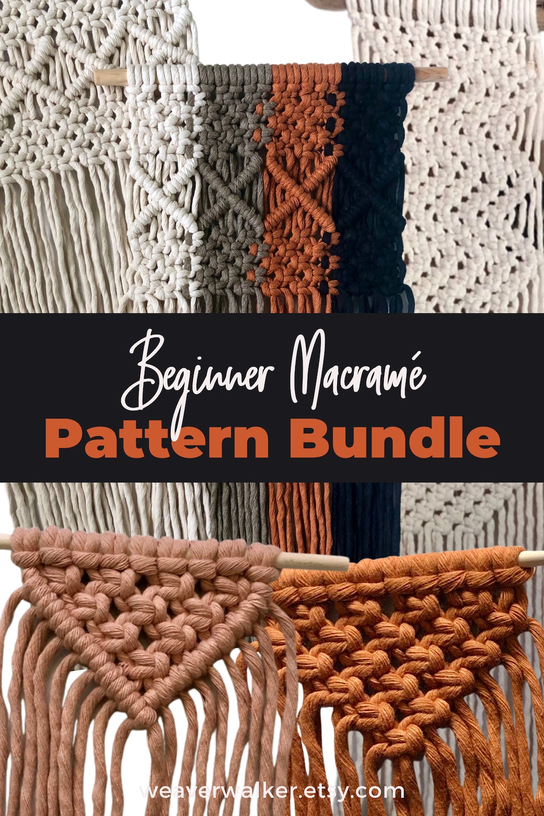 Beginner Macrame Bundle, 4 Easy Macrame Wall Hanging Tutorials Pdfs ...