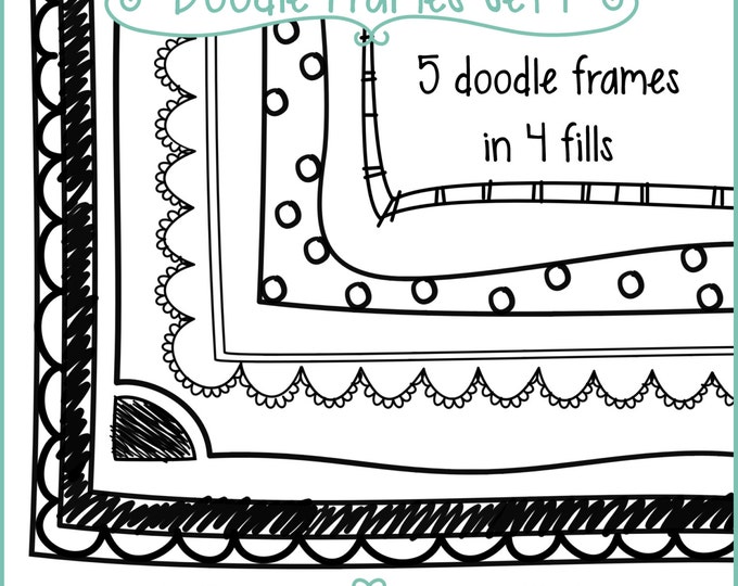 Doodle Frames Set 1 Digital Frames - Etsy