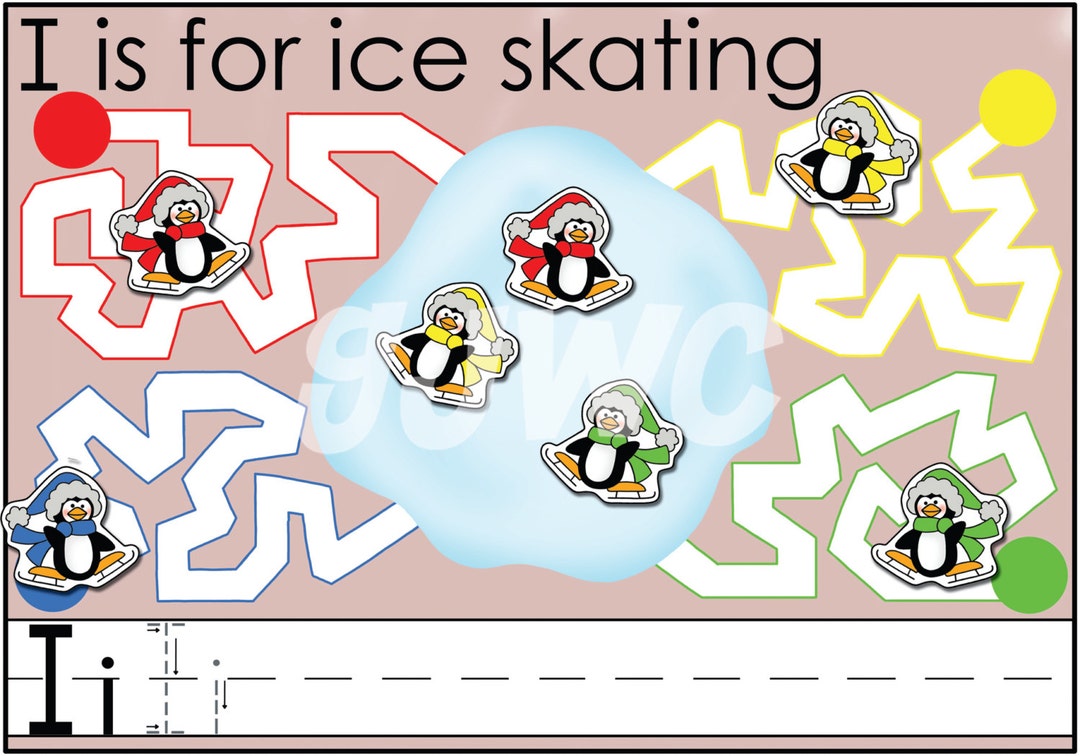 I is for ICE SKATING Alphabet File Folder Game Downloadable - Etsy