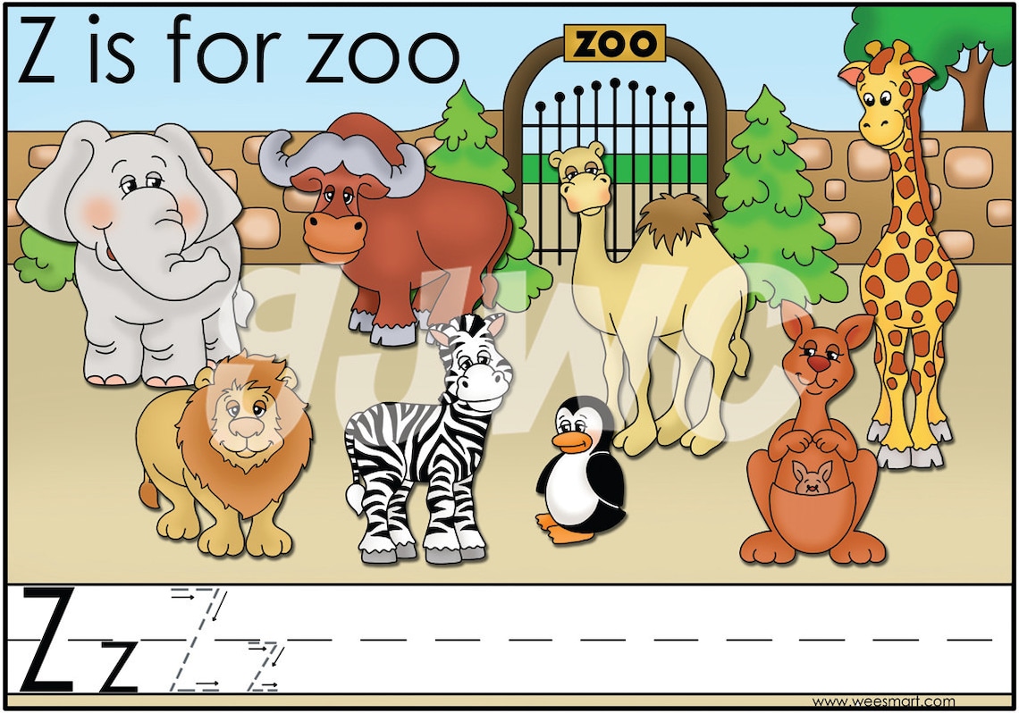 Z is for Zoo Alphabet File Folder Game Downloadable PDF Only | Etsy