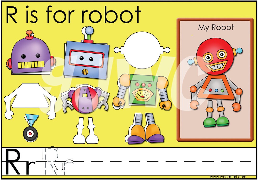 R is for Robot Alphabet File Folder Game Downloadable PDF - Etsy