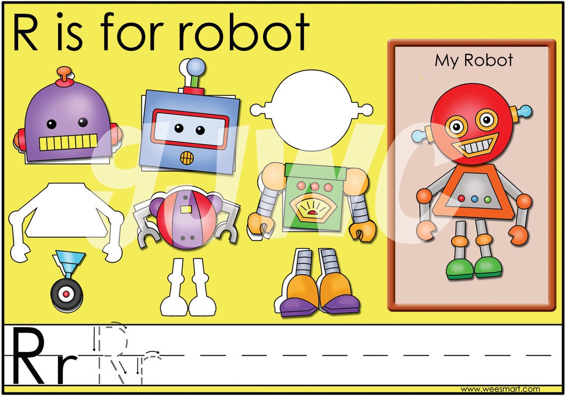 R is for Robot Alphabet File Folder Game Downloadable PDF - Etsy