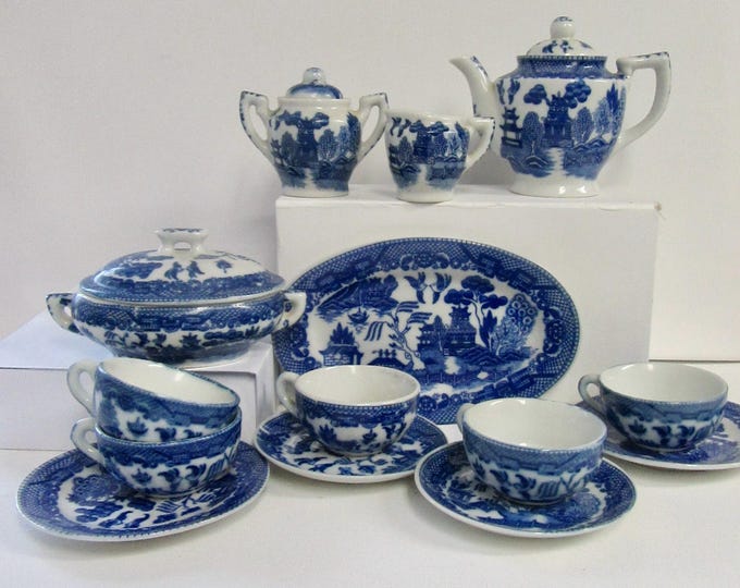 Vintage Blue Willow Children's Tea Set – Made in Japan, 13-piece NEW ...