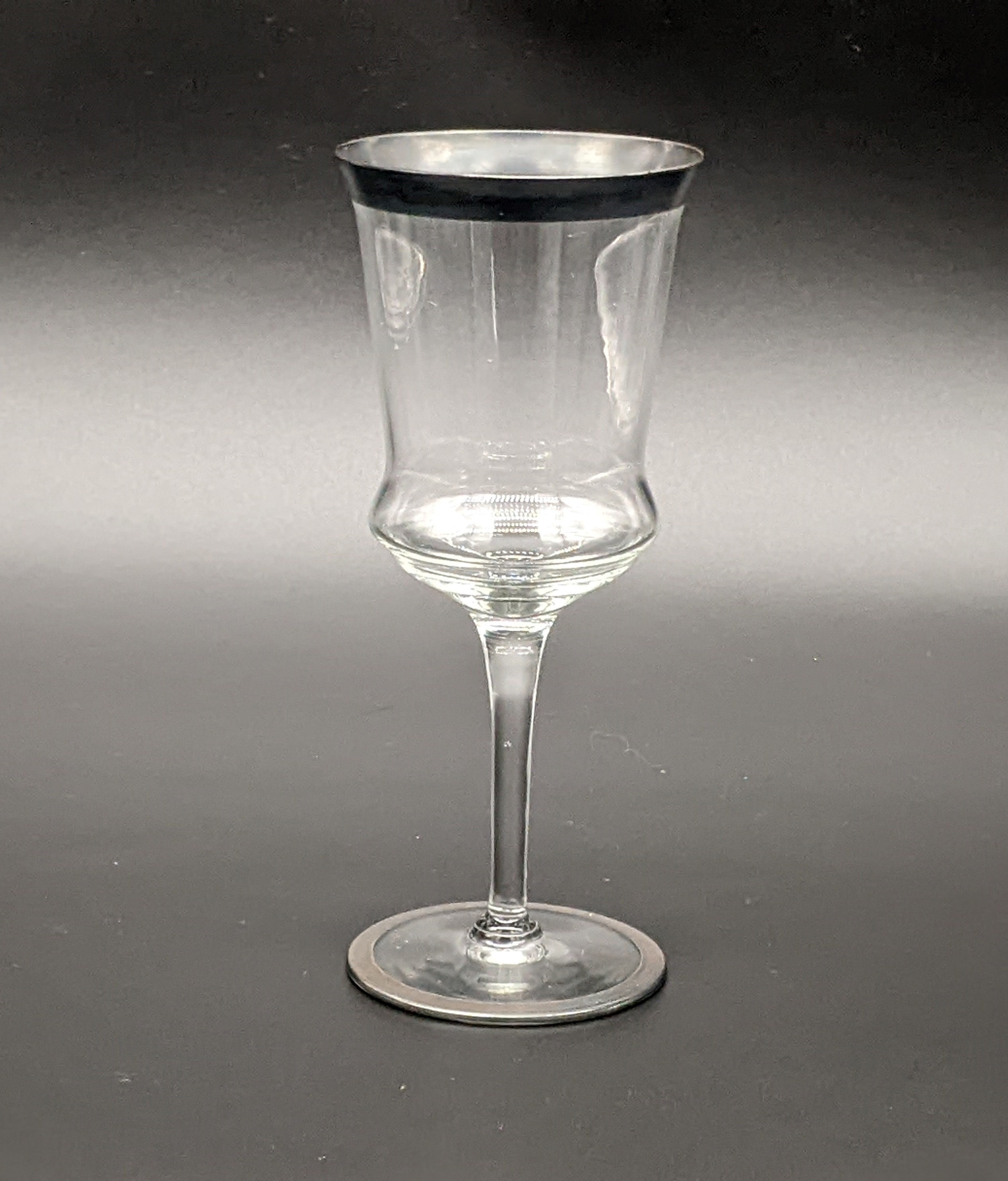 Vintage, Hawkes, Glass, HAW14, Water, Goblet, Two, Pair, Sterling, Band ...