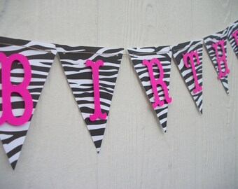Pink zebra banner | Etsy