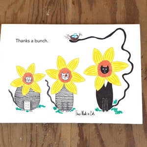 Cat Card - Funny Thank You Thanks Flower Cat Funny Spring Summer ...
