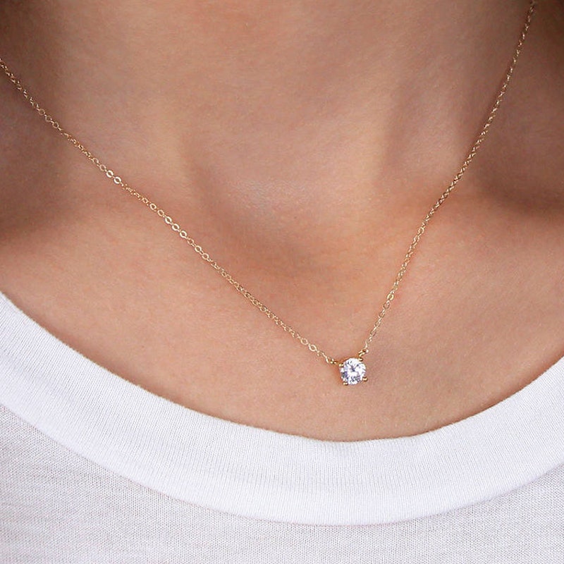Solitaire Necklace - Etsy
