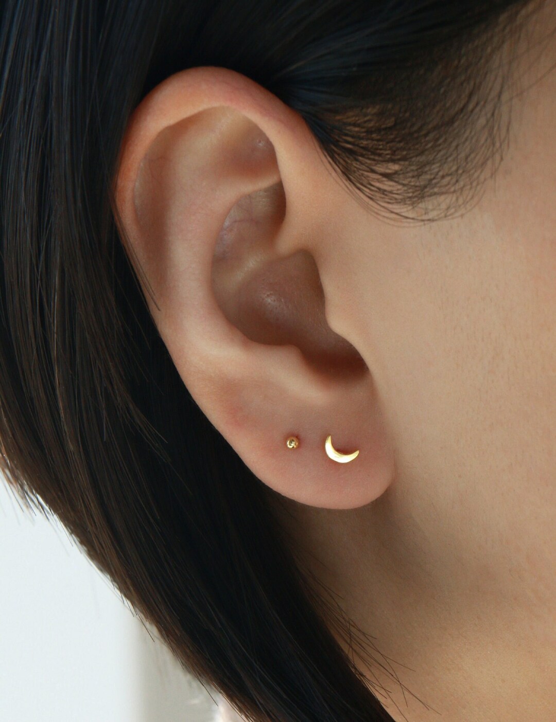 Moon Stud S14 Moon Ball Back Stud, Moon Earring, Moon Ball Back Earring ...