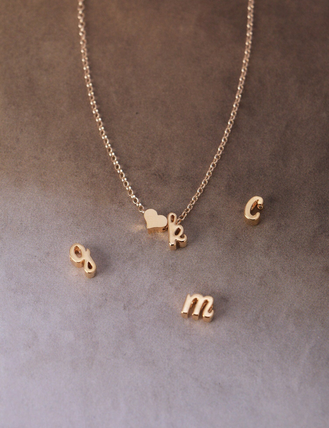 Heart Initial Necklace N1 • Tiny Cursive Letter Necklace, Gift for Her ...