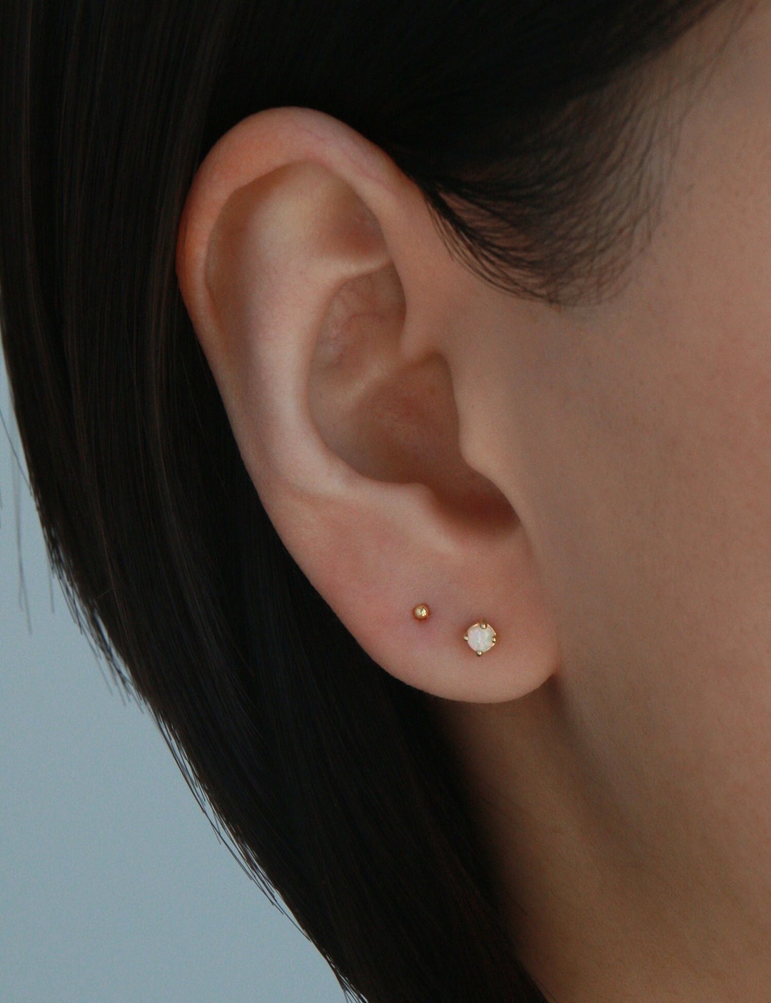 Opal Flat Back Stud Earrings S56 White Opal Stud, Threadless Push Pin ...