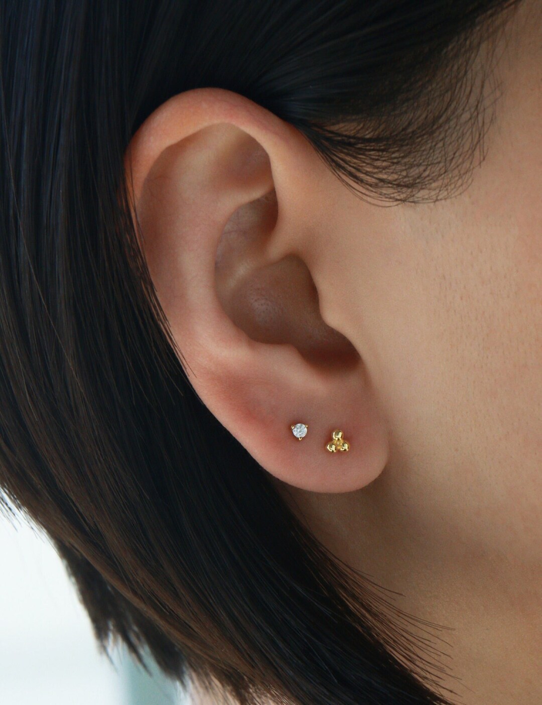 Trio Ball Stud S27 • Ball Earring, Triangle Earring, Dainty Stud, Cute Stud, Beaded Earring ...