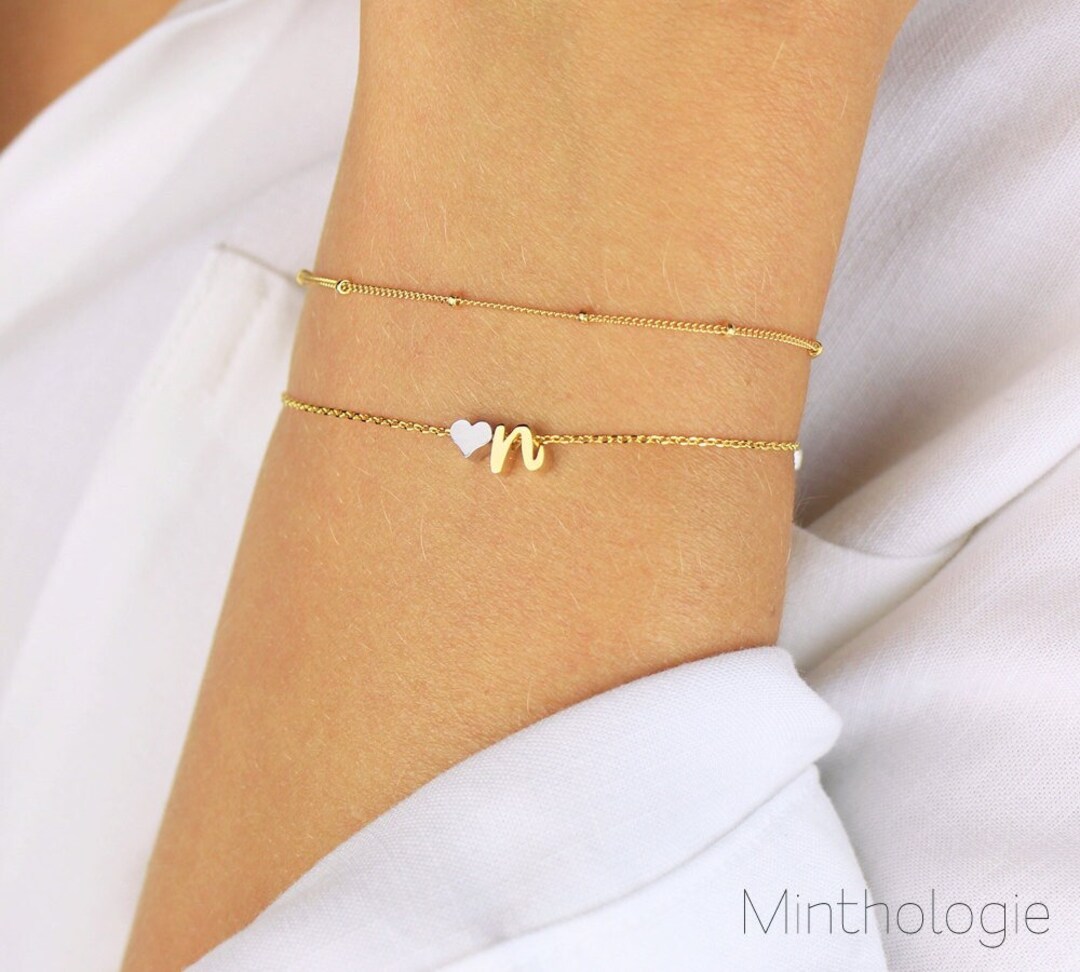 Lyla Heart Initial Bracelet B4 Personalized Letter Bracelet, Monogram ...