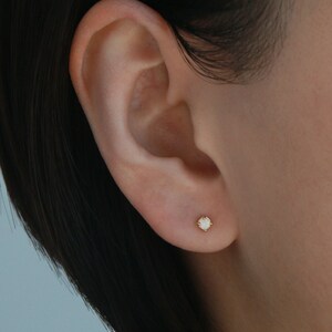 Opal Flat Back Stud Earrings S56 White Opal Stud, Threadless Push Pin ...