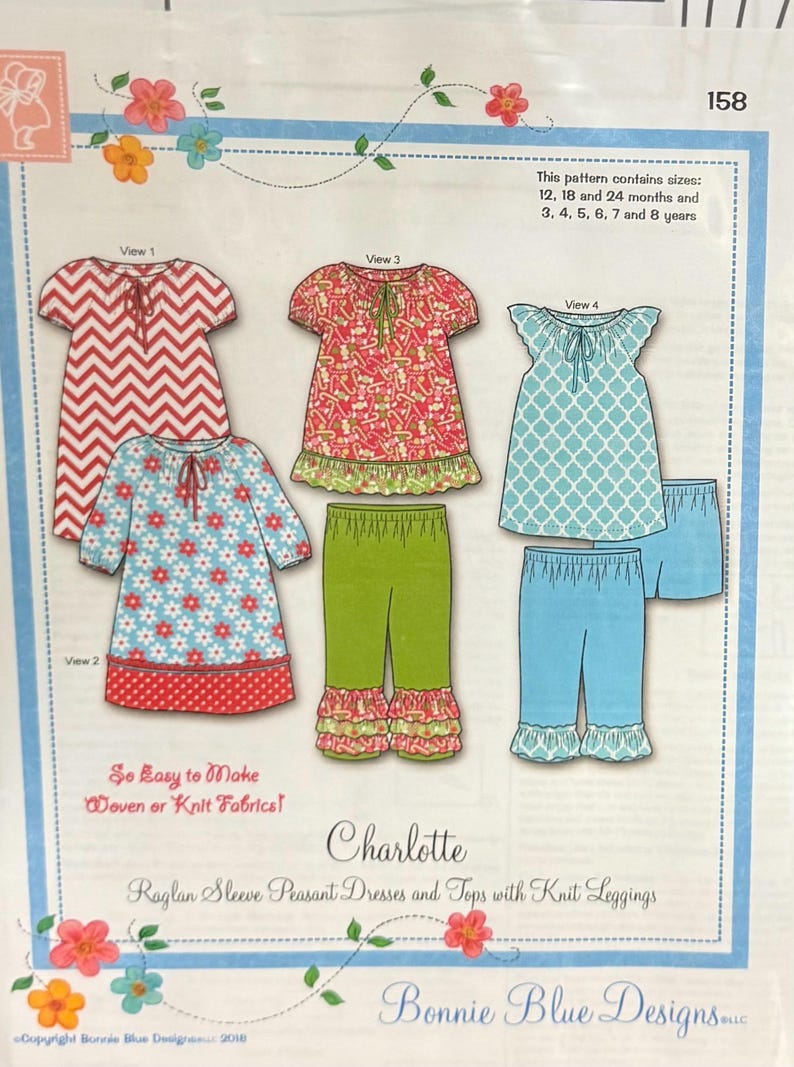 Charlotte Bonnie Blue Designs Raglan Sleeve Peasant Dresses and Tops ...