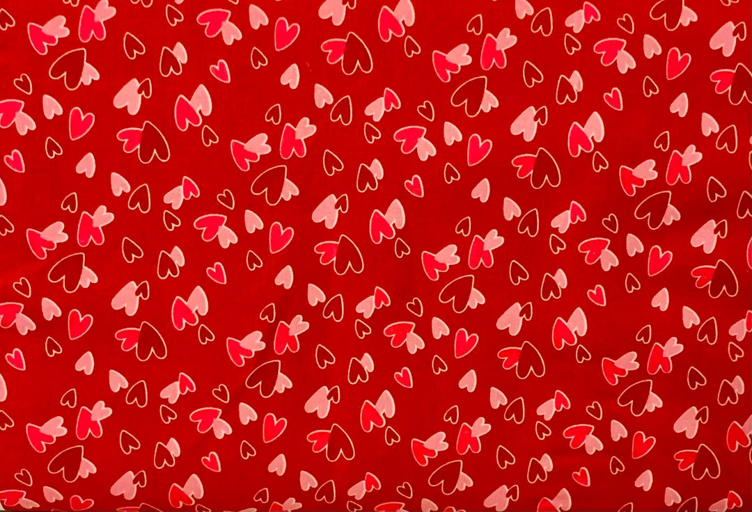 Pink and Red Love Hearts on Red 45" by Riley Blake Designs BTY - Etsy