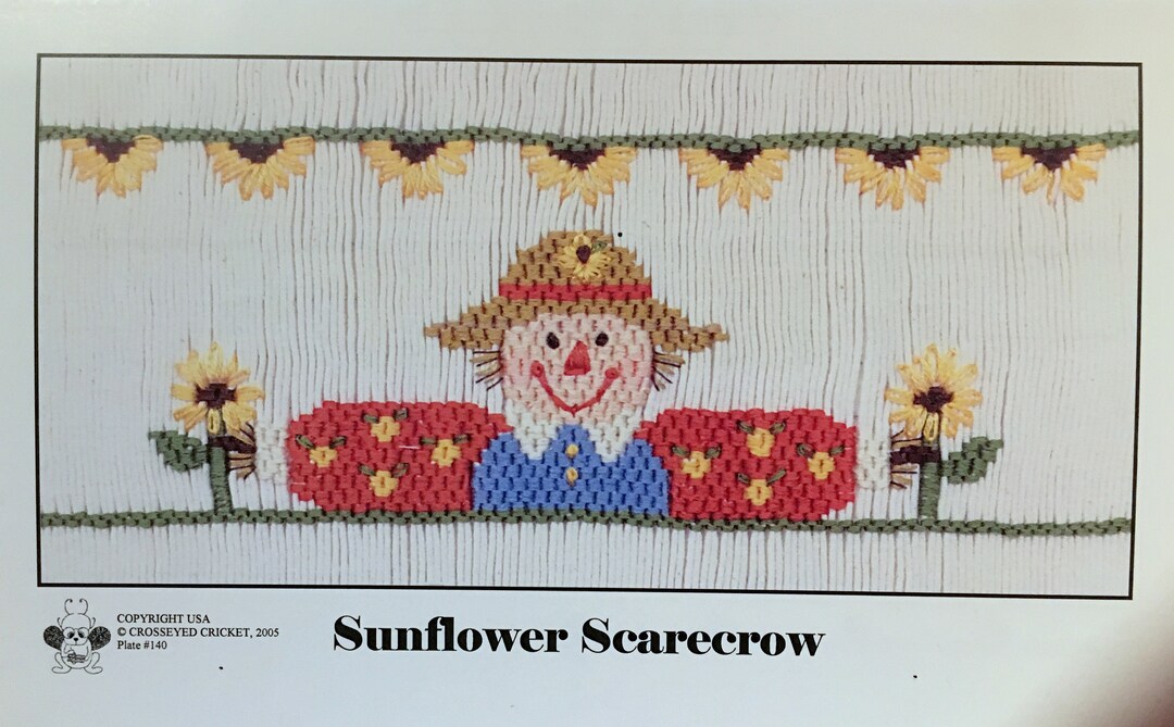 Sunflower Scarecrow NEW Smocking Plate Crosseyed Cricket - Etsy