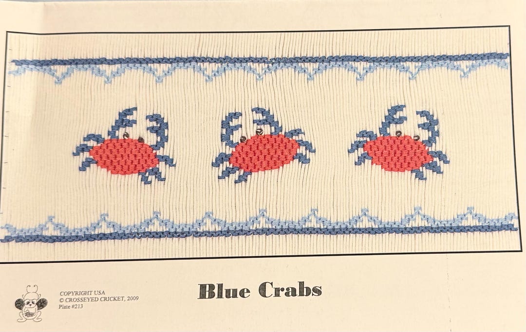 Blue Crabs NEW Smocking Plate by Crosseyed Cricket - Etsy