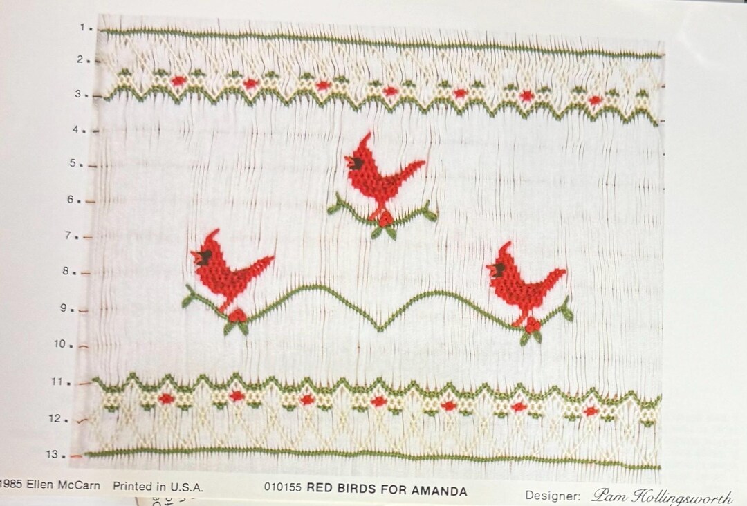 Red Birds for Amanda NEW Smocking Plate Ellen Mccarn - Etsy