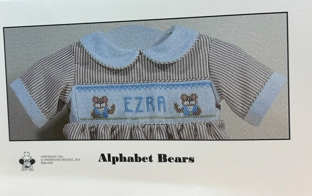 Alphabet Bears NEW Smocking Plate Crosseyed Cricket - Etsy