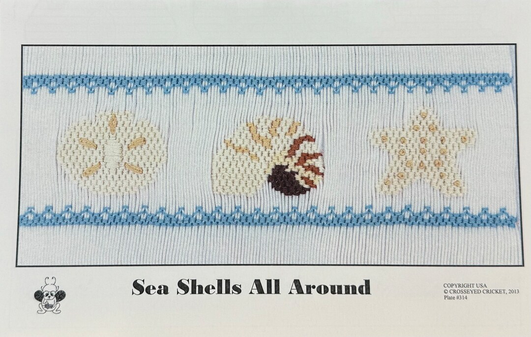 Sea Shells All Around NEW Smocking Plate Crosseyed Cricket - Etsy