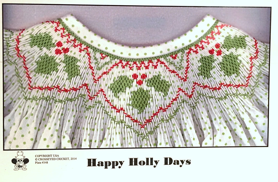 Happy Holly Days NEW Smocking Plate Crosseyed Cricket - Etsy
