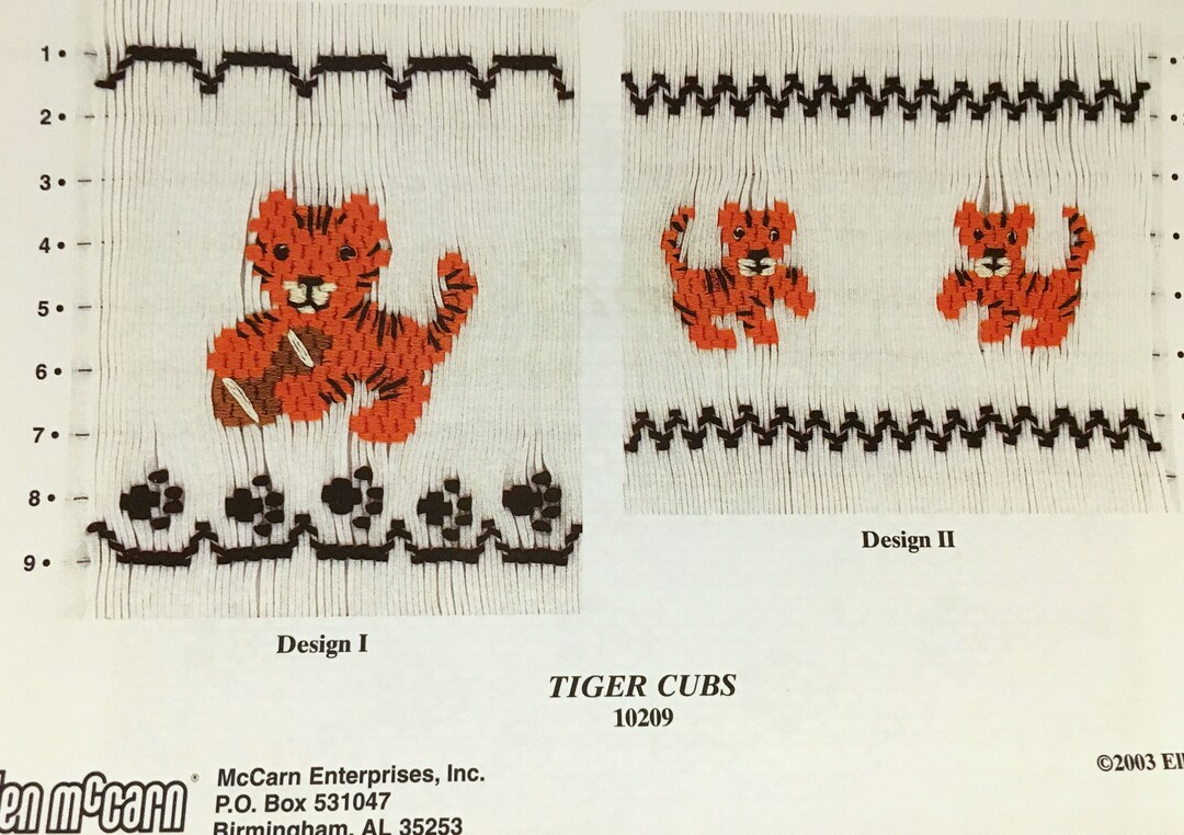 Tiger Cubs NEW Smocking Plate Ellen Mccarn - Etsy