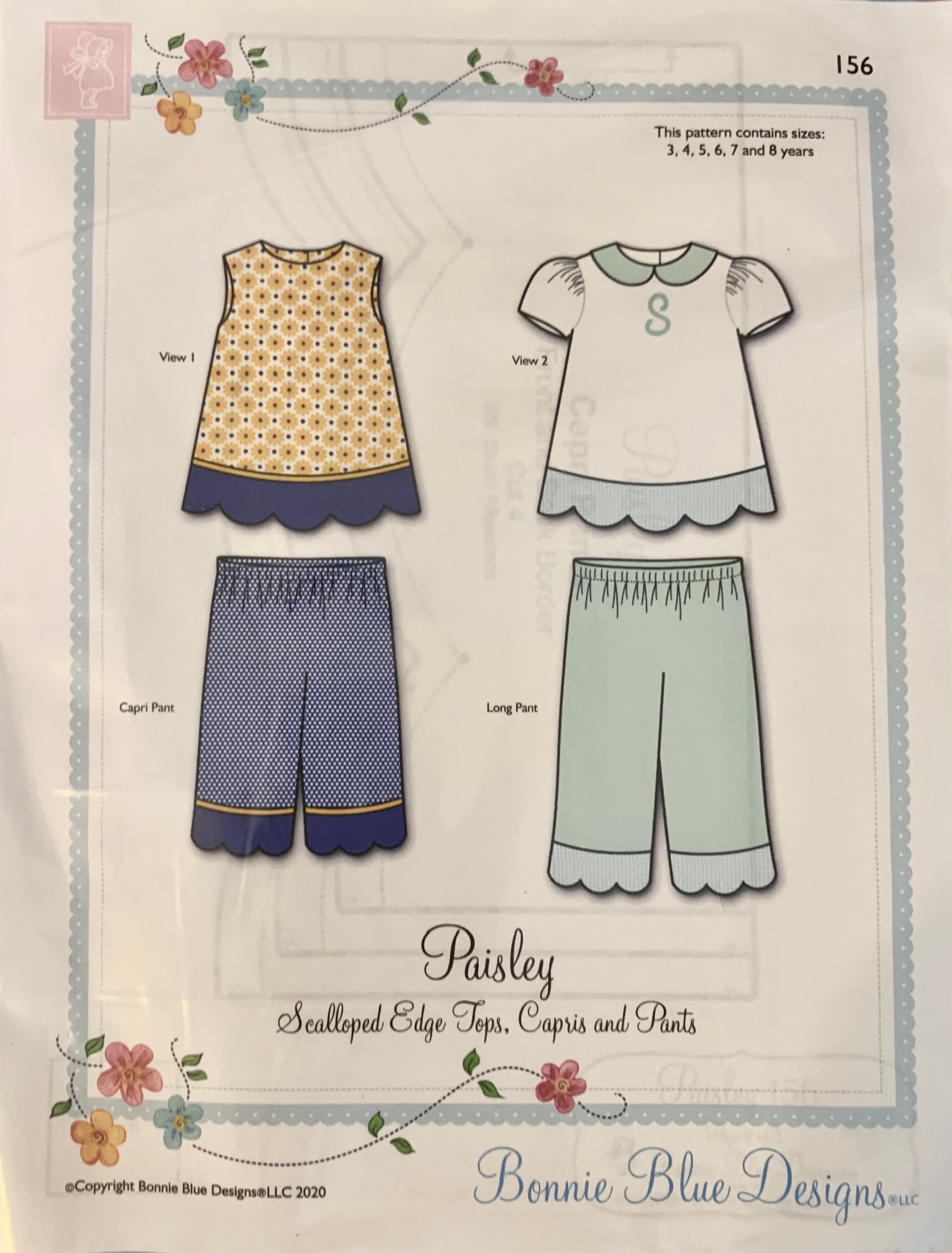 Paisley NEW Pattern Bonnie Blue Designs Scalloped Edge Tops, Capris and ...