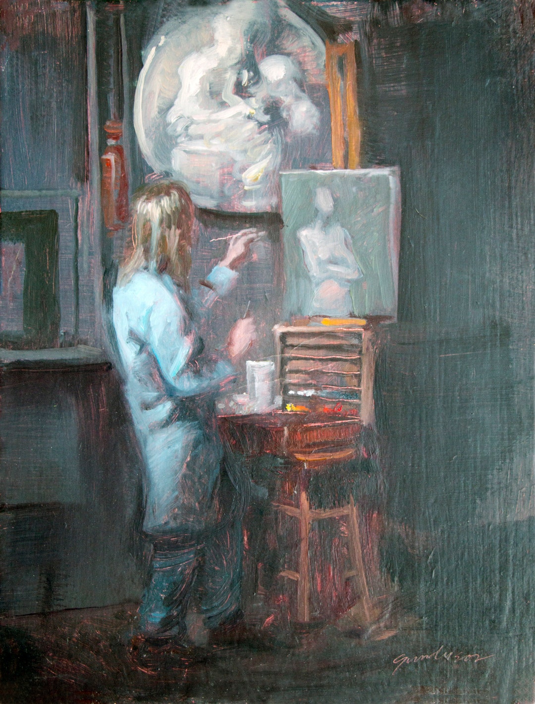 The Art Student- Original Oil Painting -interior Scene- Art Students ...