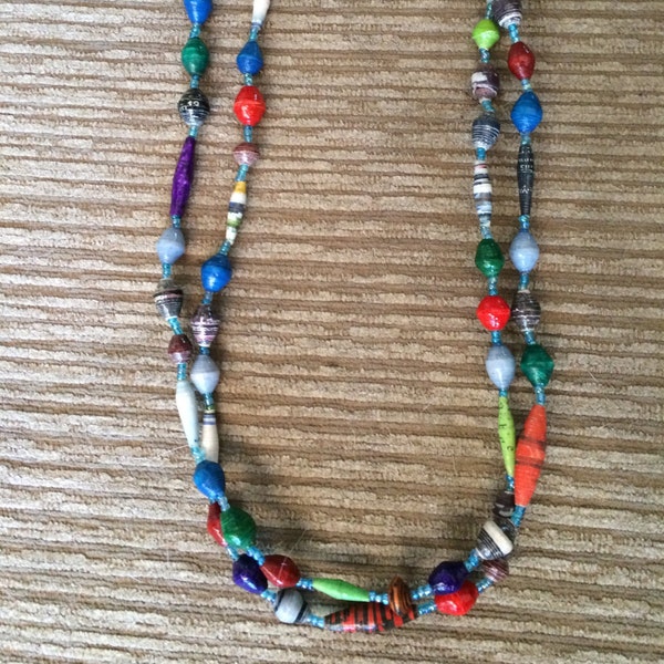 Paper Bead Necklace - Etsy