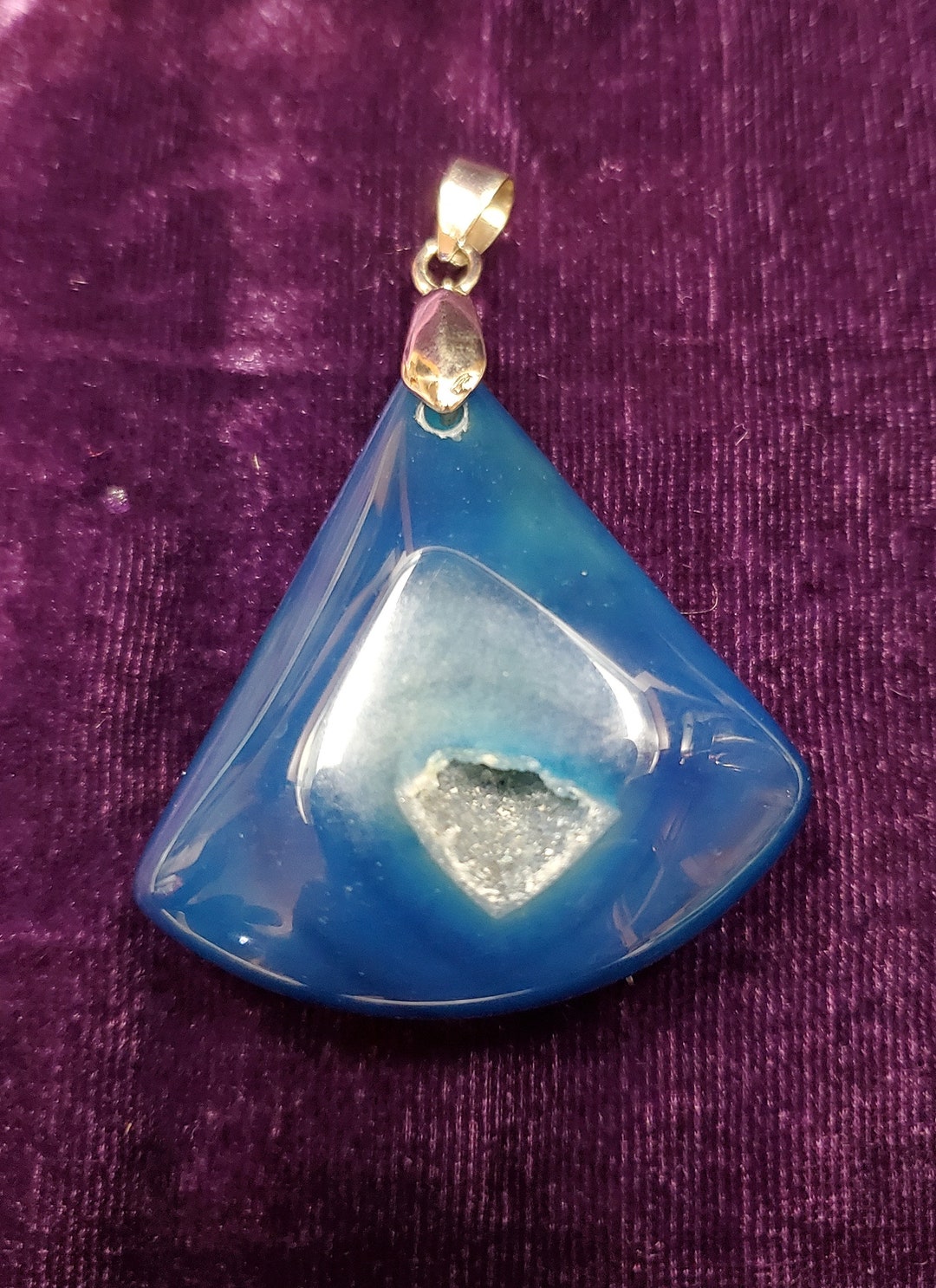 Vintage Blue Agate Geode Pendant - Etsy