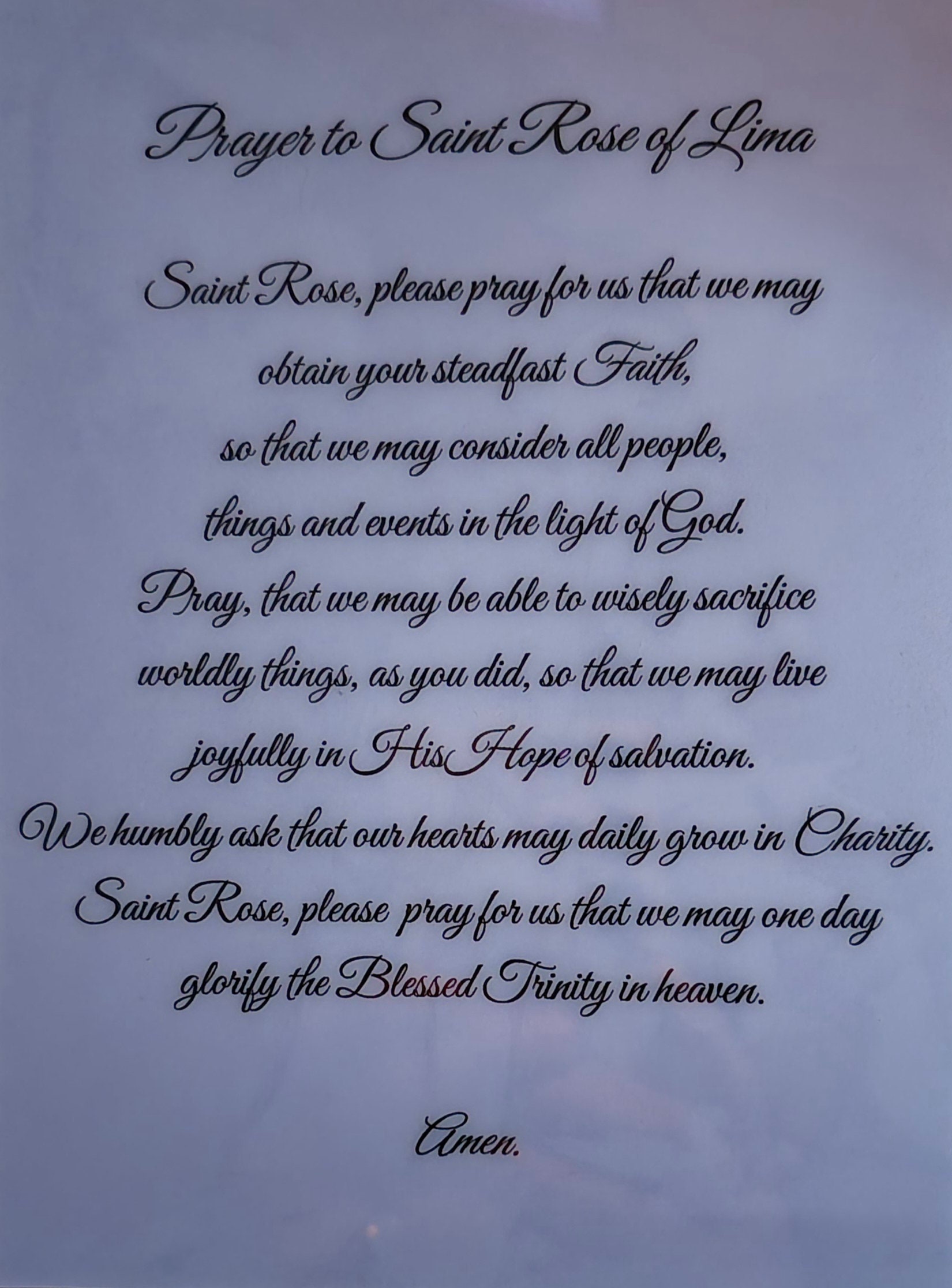 NEW St. Rose of Lima Novena Prayer Card Large Print. - Etsy