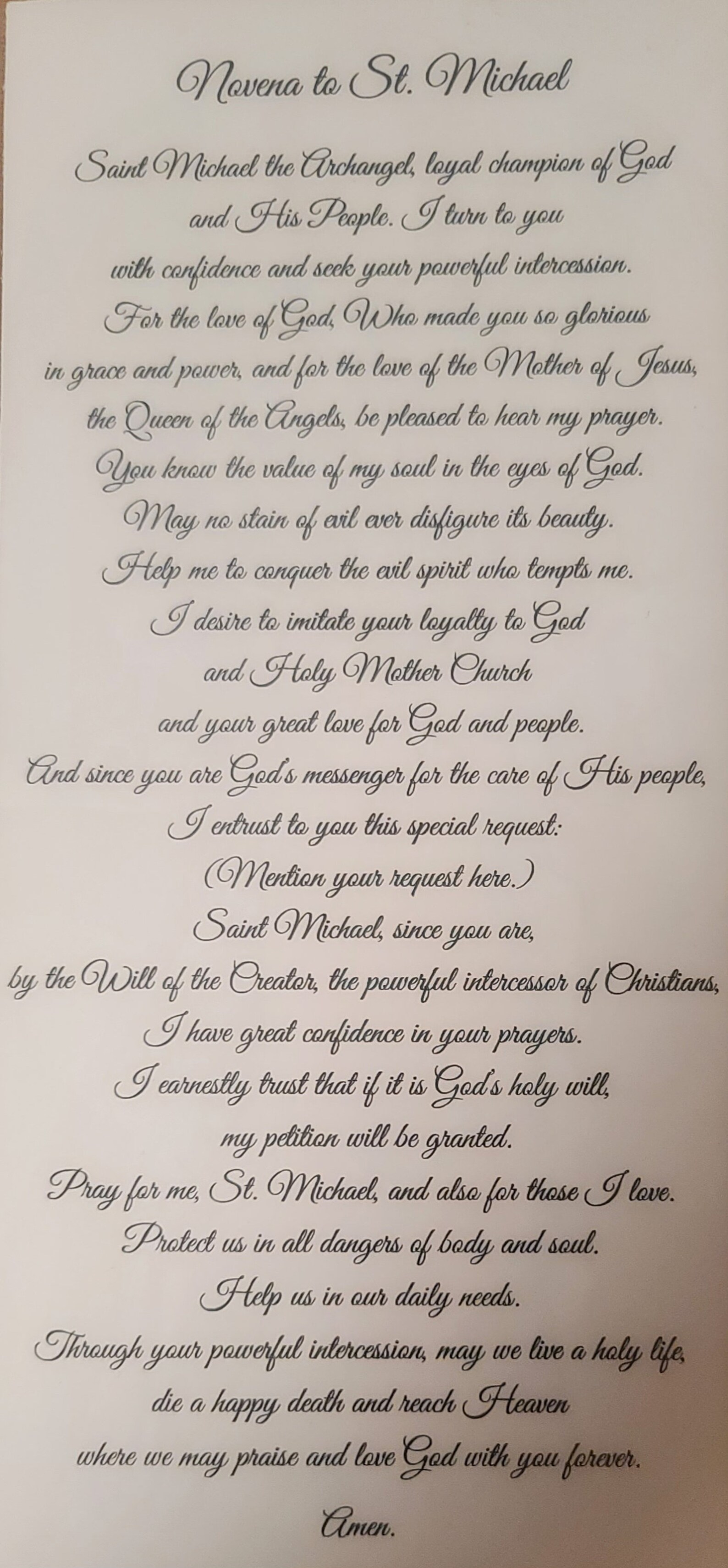 NEW LARGE PRINT St. Michael Novena Prayer Card - Etsy