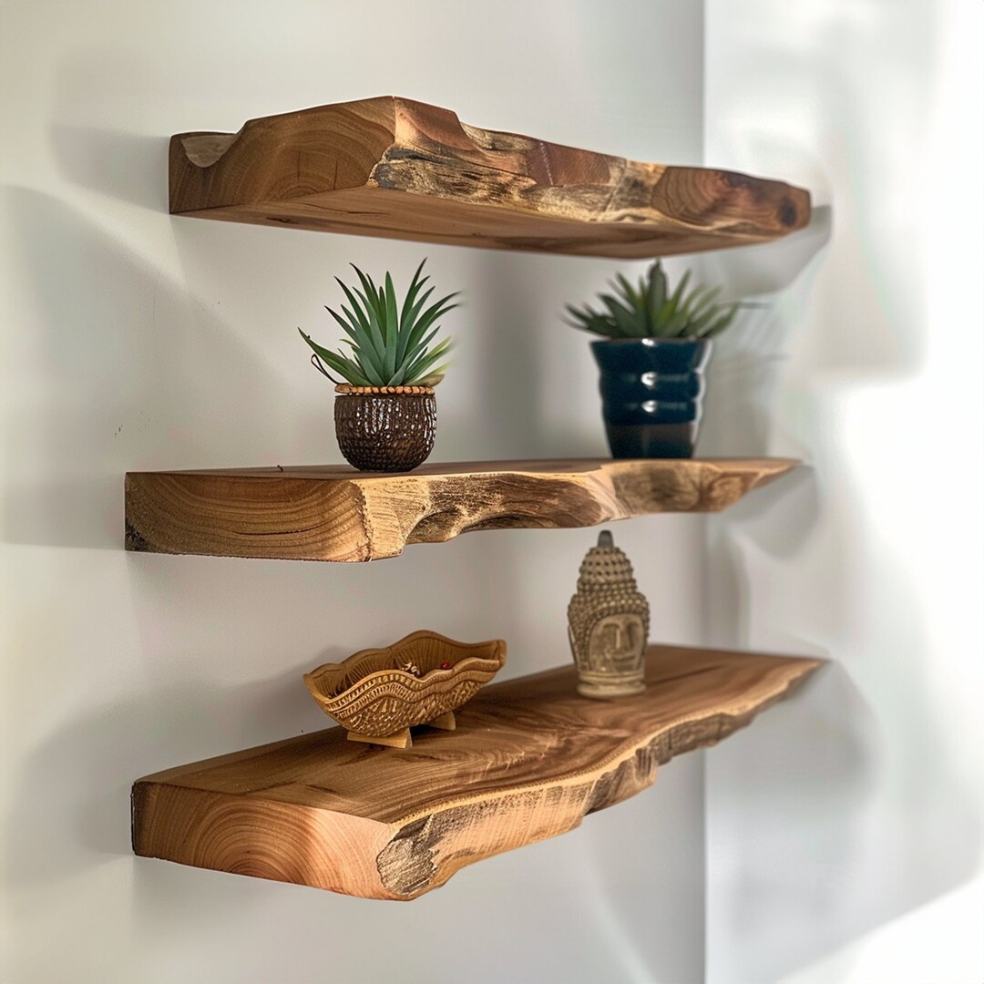 Floating Shelf Live Edge Display Shelf Corner Wall Shelf Desk Shelf ...