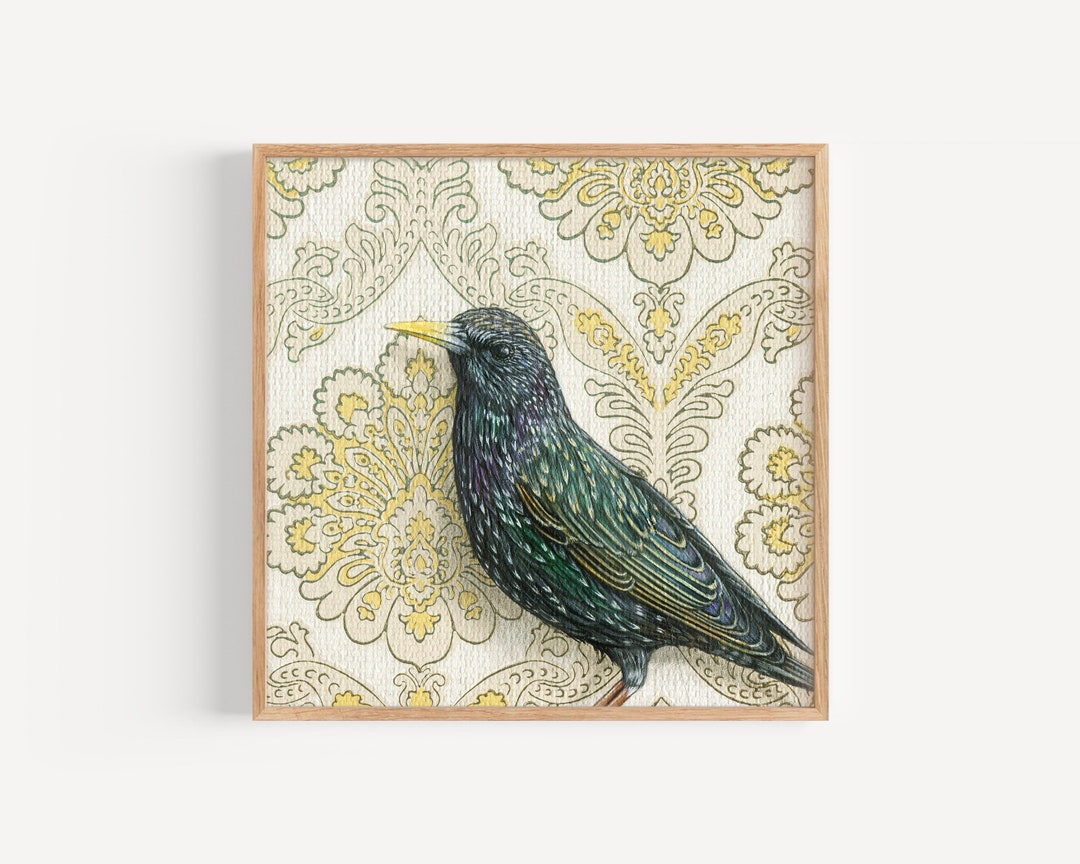 Starling Bird - Art Print | Vintage Art Nouveau Wallpaper, Home Decor ...