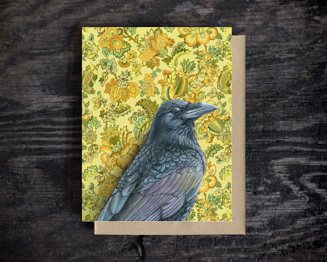 Raven Crow Note Card | Blank All Occasion Greeting Card | A2 Stationary ...