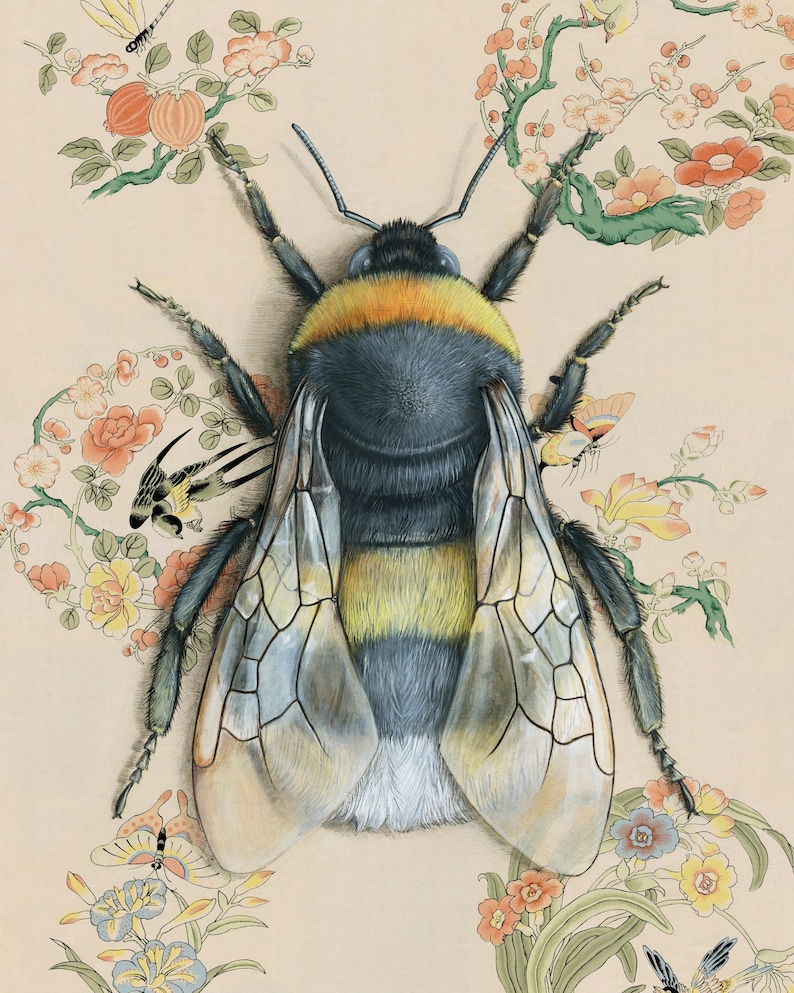 Bumblebee - Art Print | Painting Reproduction, Vintage Wallpaper Art ...