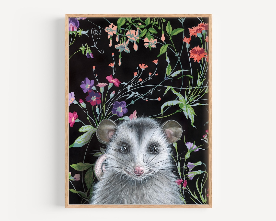 Opossum- Art Print | Acrylic Painting Reproduction, Vintage Wallpaper ...