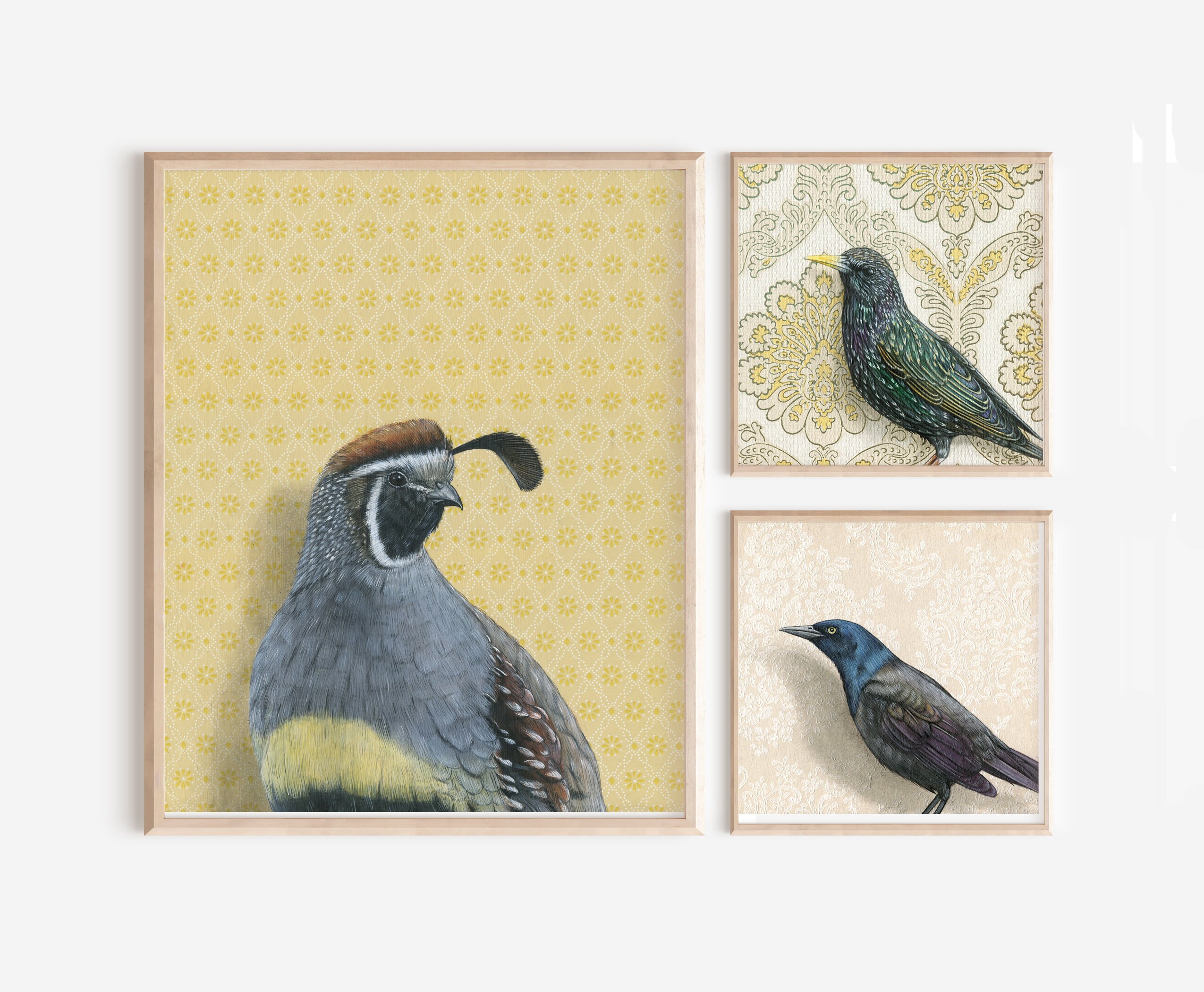 Starling Bird - Art Print | Vintage Art Nouveau Wallpaper, Home Decor ...