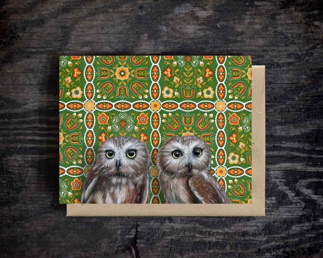 Saw-whet Owls Note Card | Blank All Occasion Greeting Card | A2 ...