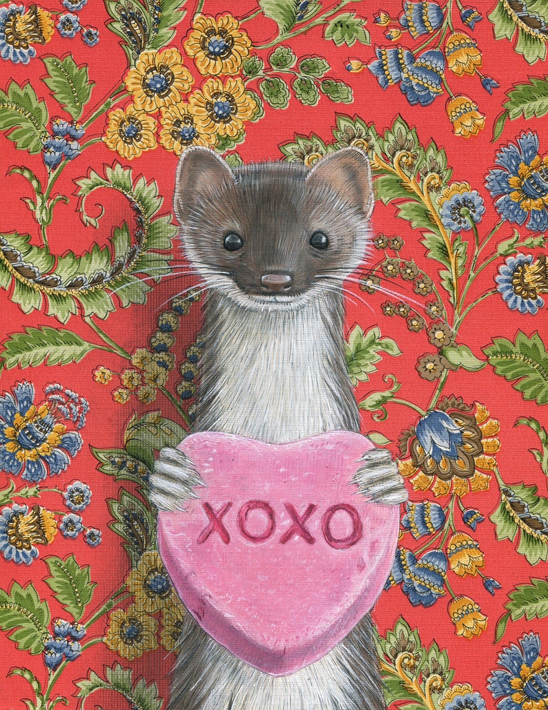 Valentine's Day Card Weasel Card Blank All Occasion Greeting Card, A2 ...