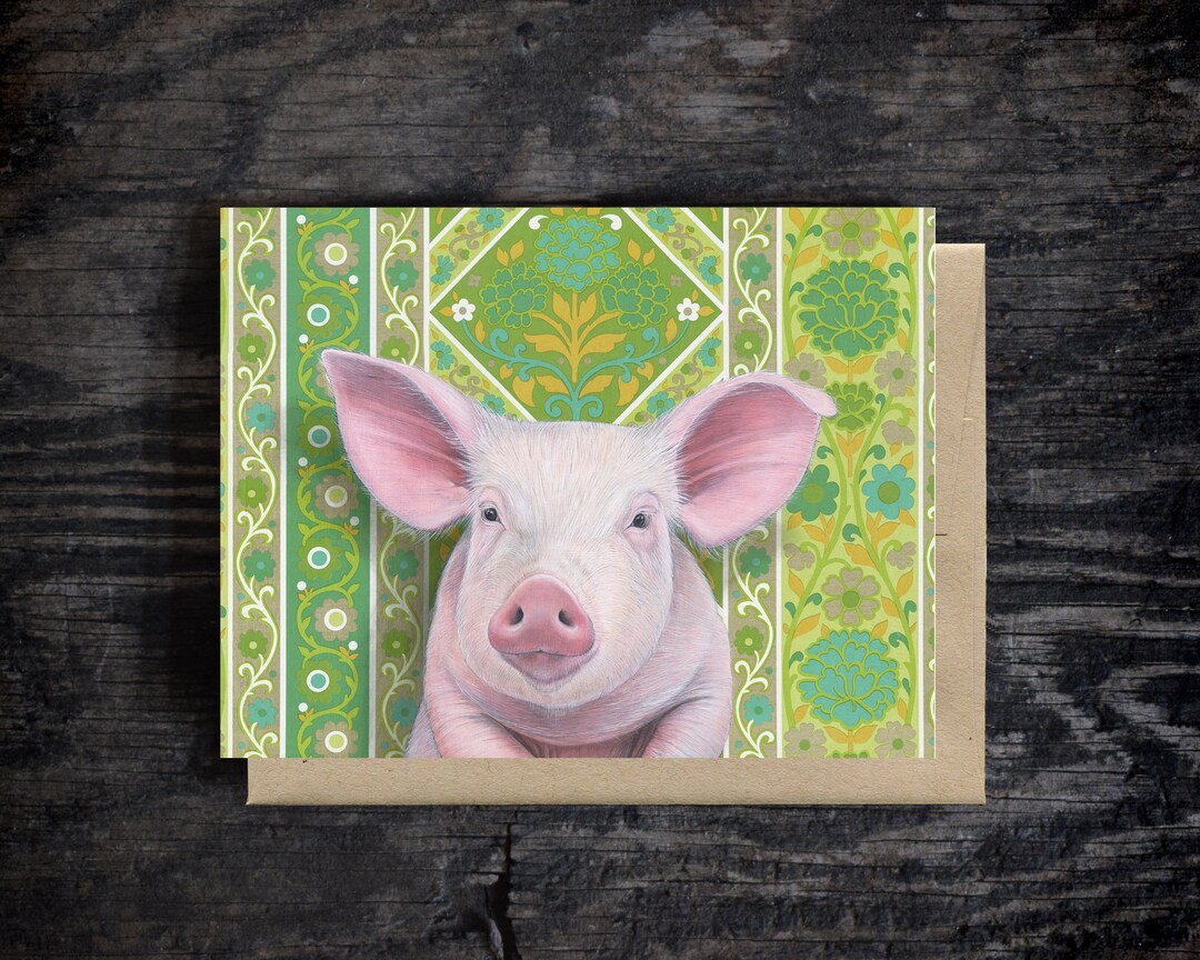 Pig Note Card | Blank All Occasion Greeting Card | A2 Stationary ...