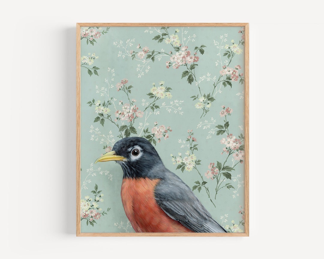 Robin - Art Print | Oil Painting Reproduction, Vintage Wallpaper ...