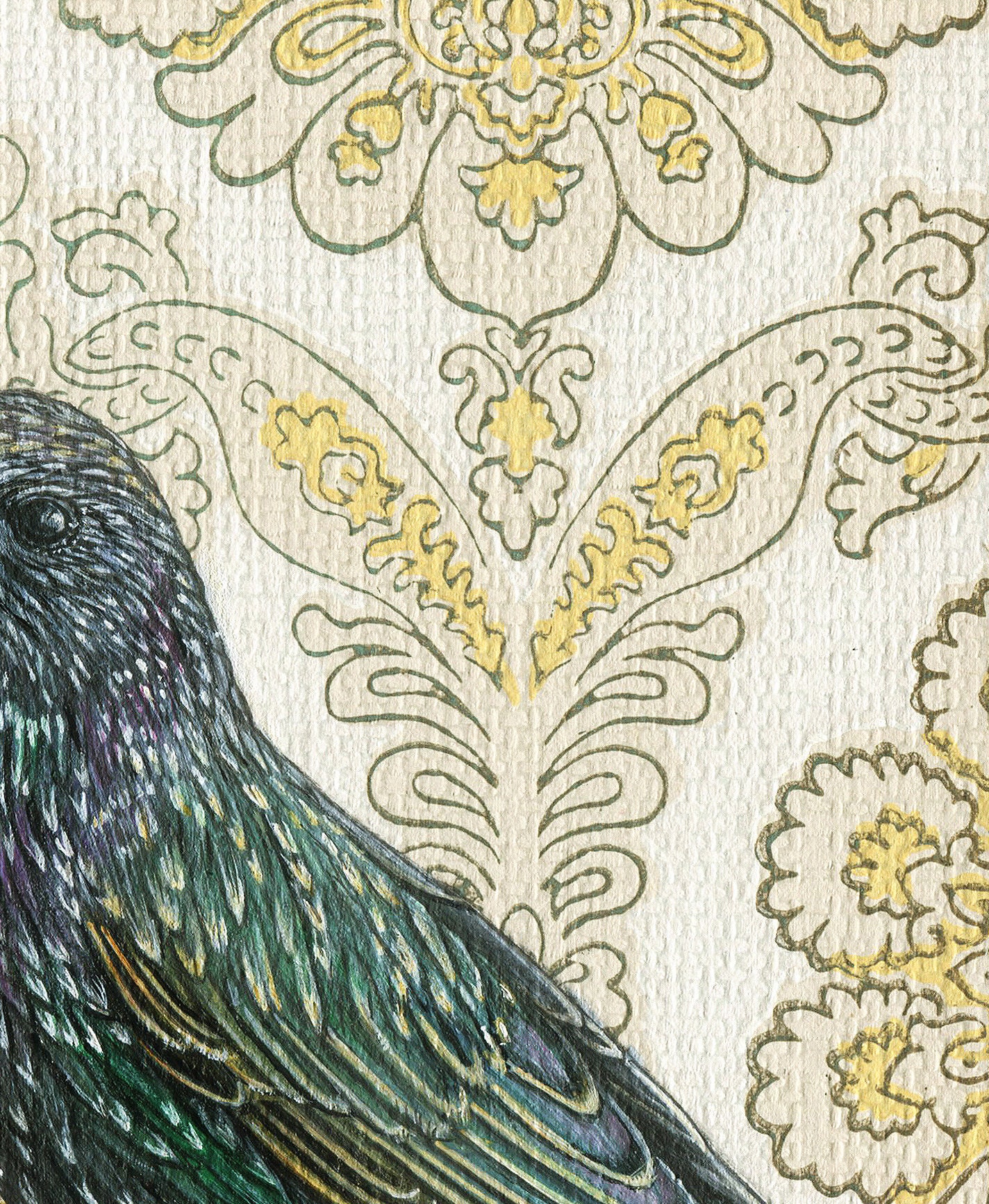Starling Bird - Art Print | Vintage Art Nouveau Wallpaper, Home Decor ...