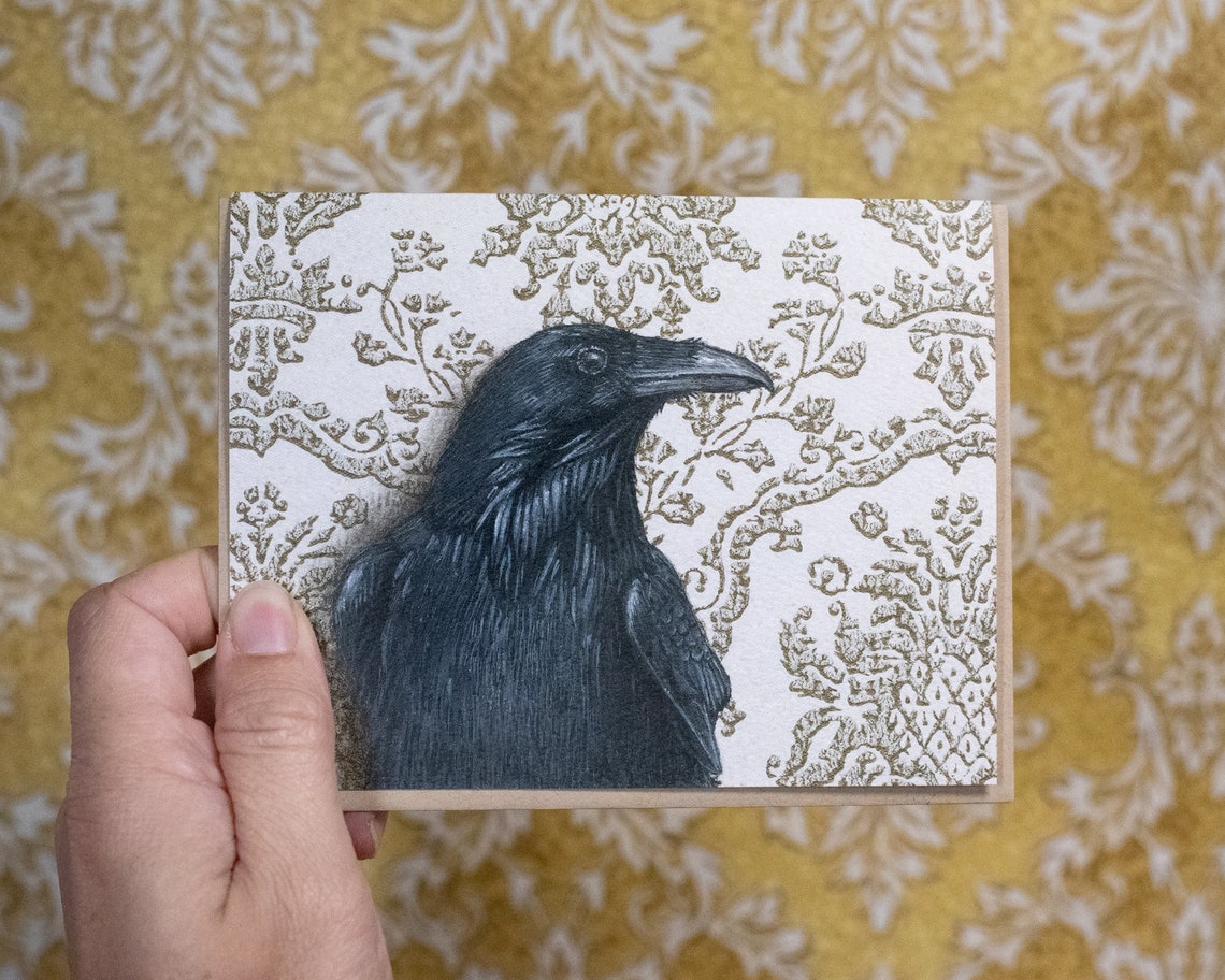 Raven Note Card | Blank All Occasion Greeting Card | A2 Stationary ...