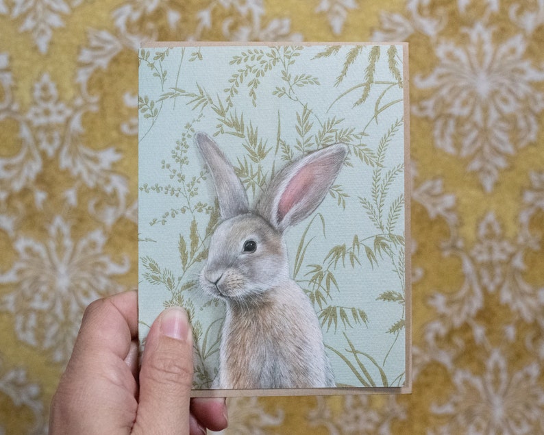 Bunny Rabbit Note Card Blank All Occasion Greeting Card A2 - Etsy