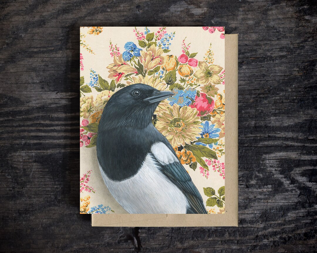 Magpie Bird Note Card | Blank All Occasion Greeting Card | A2 ...