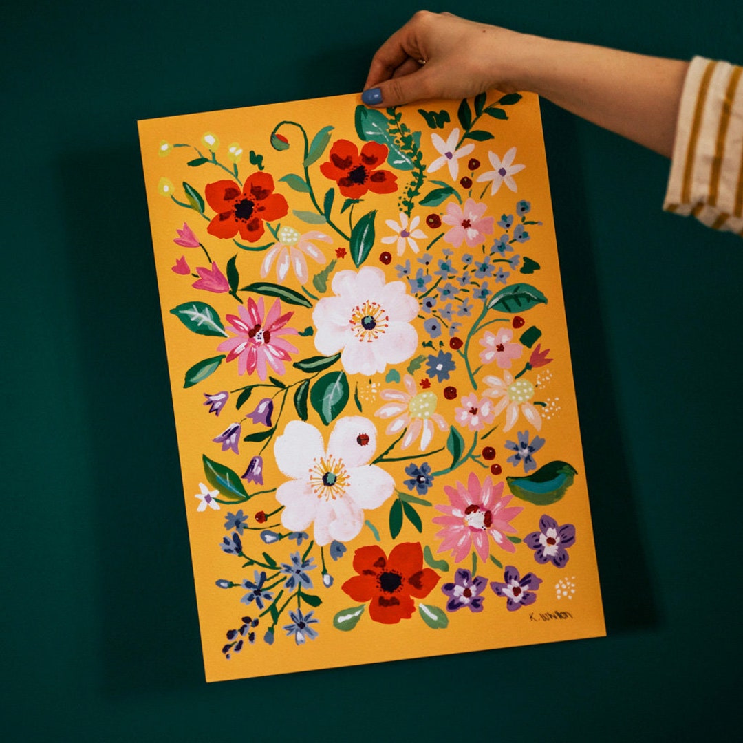 Yellow Floral A3 Print - Etsy