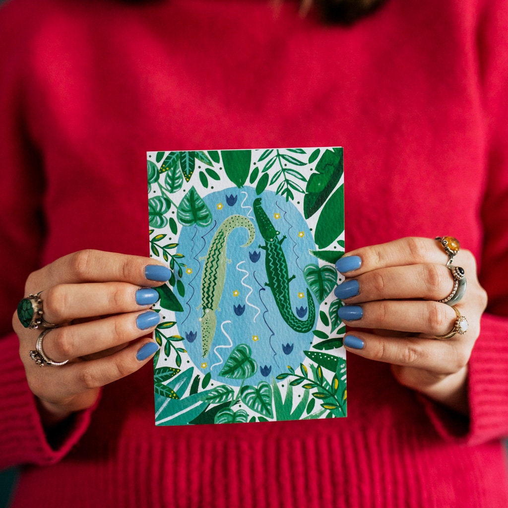 Crocodile A6 Card - Etsy