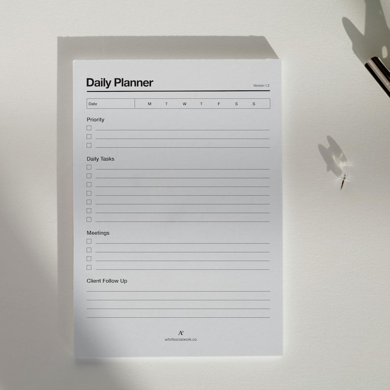 Social Work Daily Agenda Template (digital Download 6 X 8.25) - Etsy